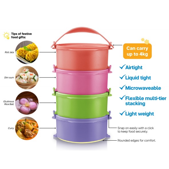 Tupperware Microwaveable Tup Tiffin Set (4) 550ml | Shopee Malaysia