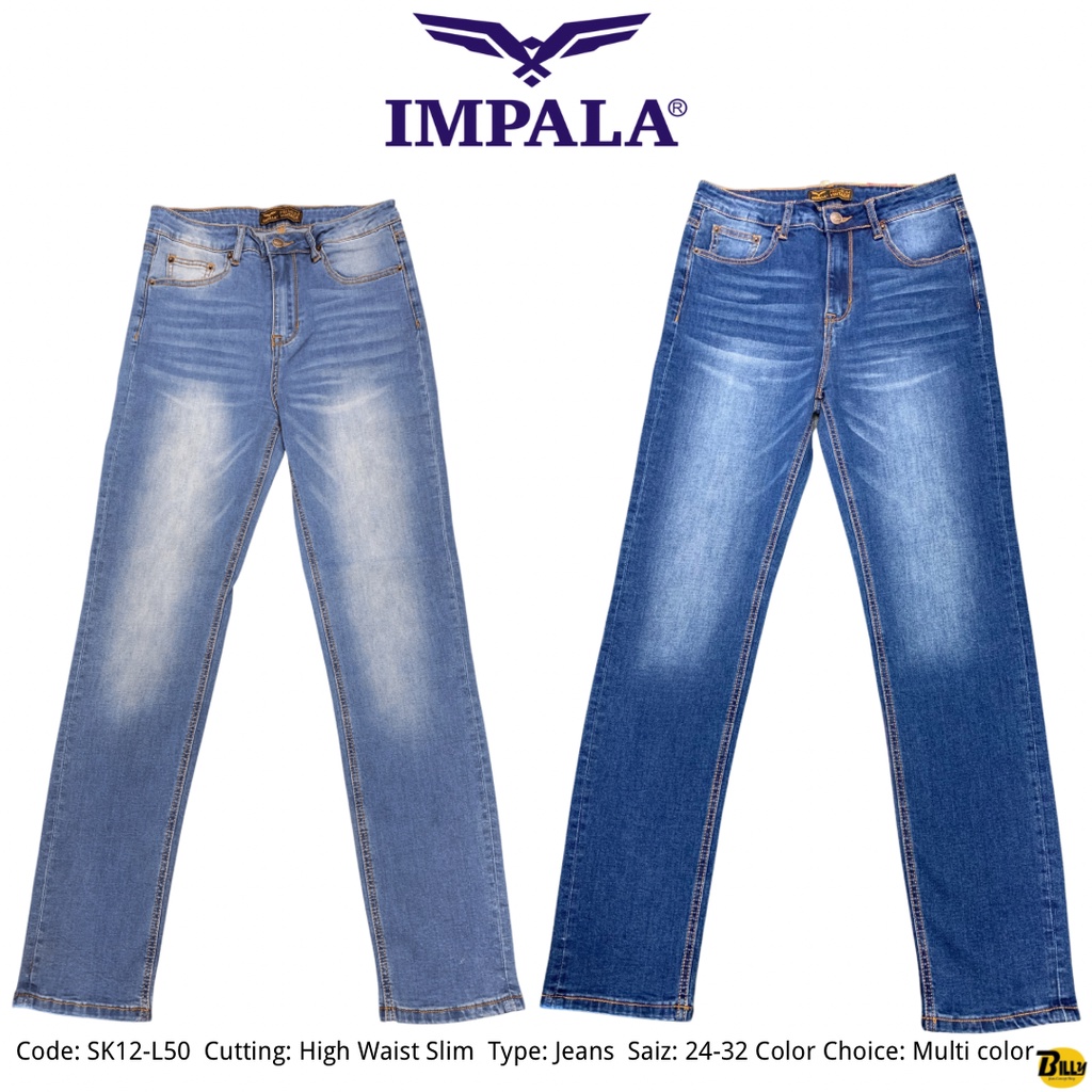 IMPALA Brand Ladies High Waist Slim Fit Jeans ( SK12-L50 ) | Shopee ...