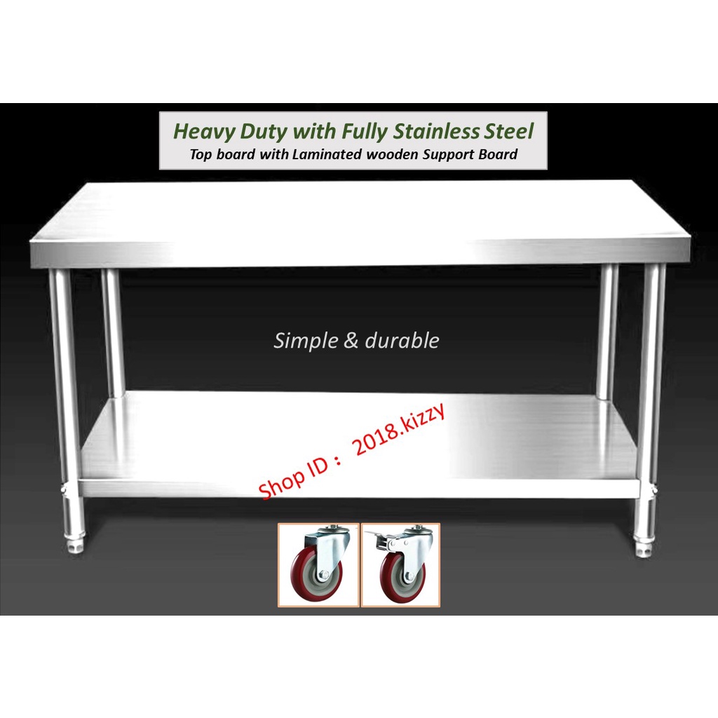 KIZZY Heavy Duty Stainless Steel Double Tier Working Table workbench ...