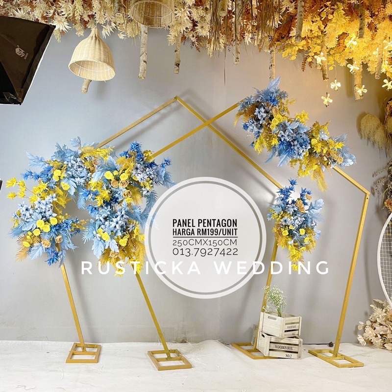 Ring Pentagon Besi Wedding Iron Wrought Gold Panel Balloon Hanging ...