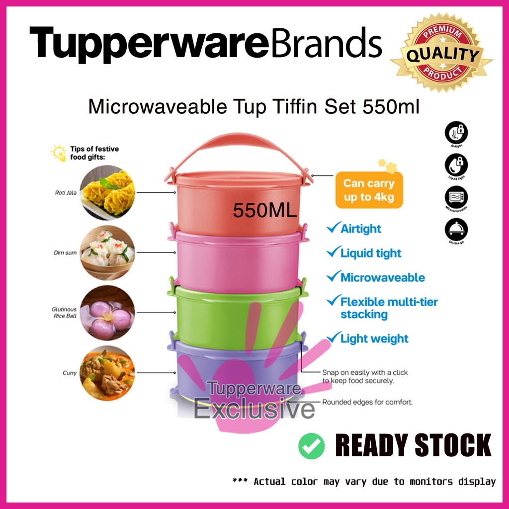 Microwaveable Tup Tiffin Mangkuk Tingkat Tupperware Bekas Bekal Lunch ...