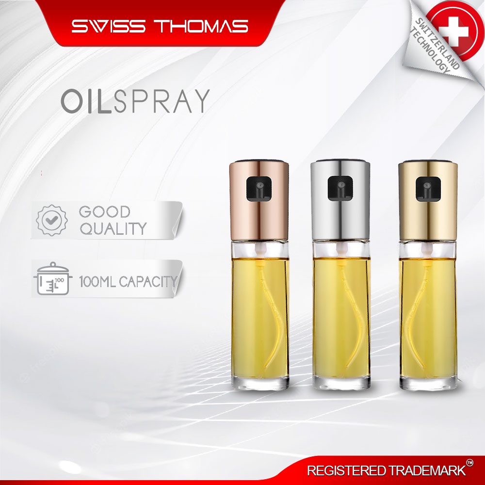 SwissThomas Oil Spray Glass Bottle 100mL Press Spray Leak Proof Botol ...