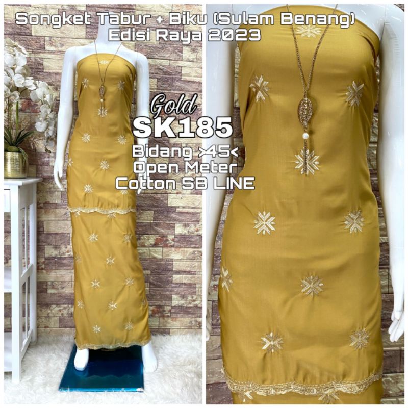 KAIN PASANG BIDANG 45" OPEN METER - SB LINE SULAM TENUN BUNGA TABUR ...