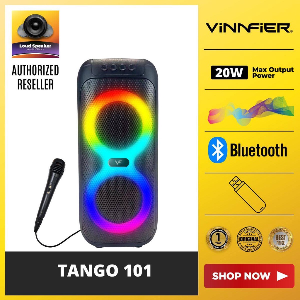 VF Tango 101 TWS Wireless Portable Bluetooth Speaker Wireless Mic Stereo Bass Super FM Radio ...
