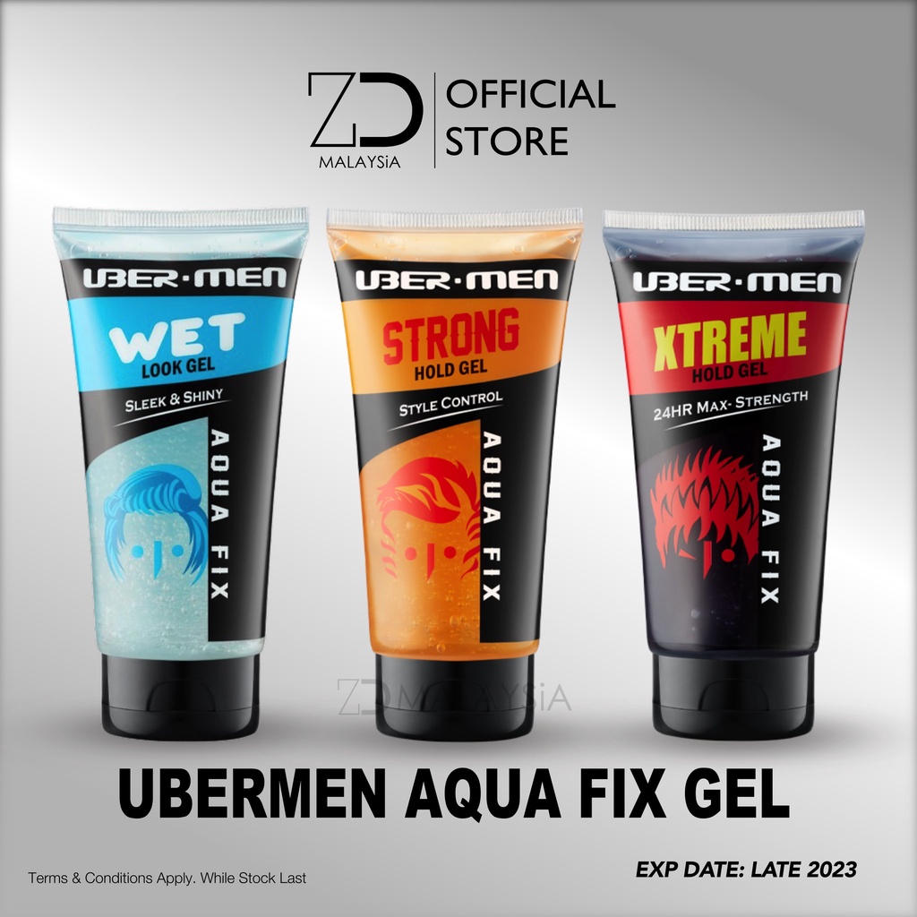 Ubermen Aqua Fix Wet Look Gel for Sleek&Shiny/Strong Hold Gel for Style ...