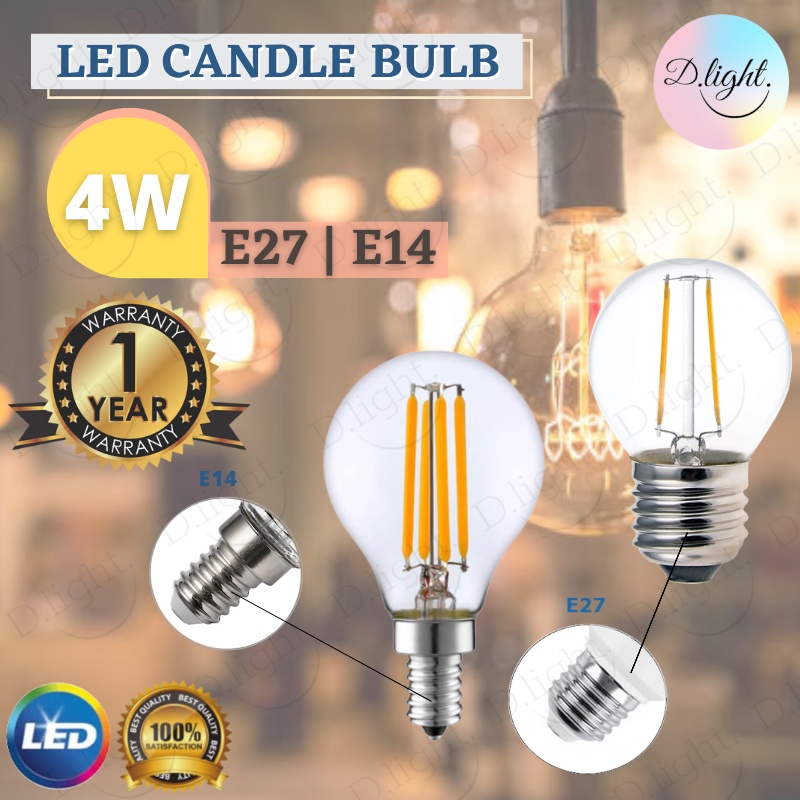 [1 Year Warranty] FILAMENT BULB CANDLE BULB LED G45 EDISON BULB 4W BULB ...