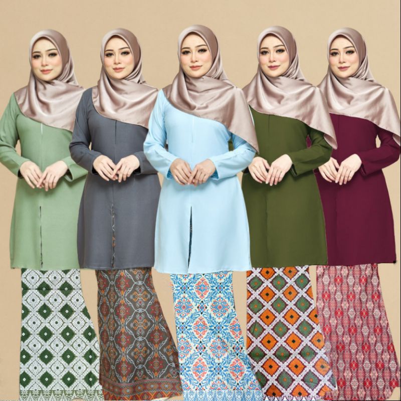 BAJU KURUNG BATIK ALA KEBAYA , CORAK BATIK MODEN | Shopee Malaysia