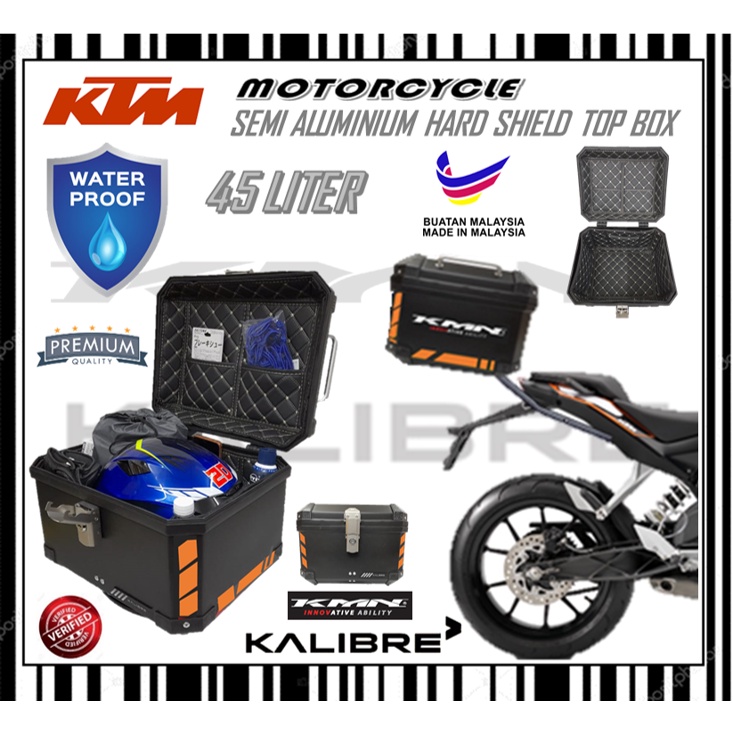 KTM SEMI ALUMINIUM WATERPPROOF TOP BOX 45LITER MOTORCYCLE HARD SHIELD ...