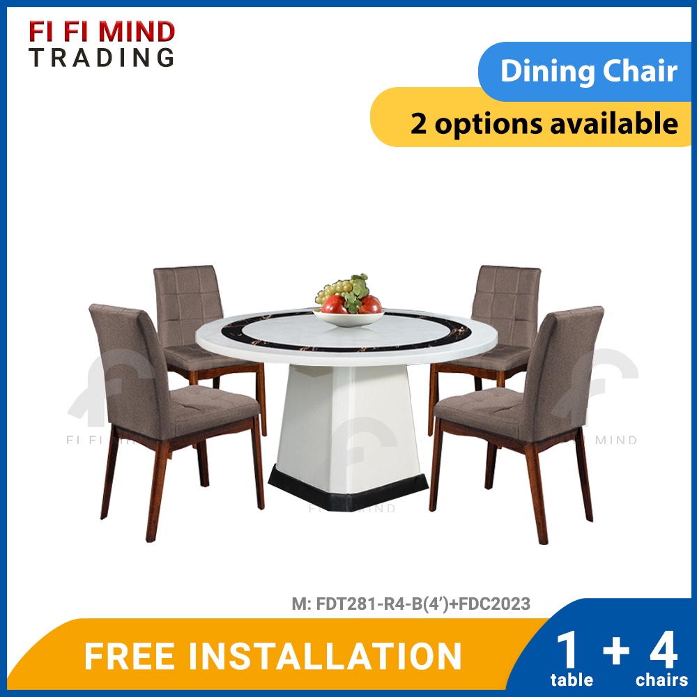 Dosifey Round Marble Dining Set/ Marble Table/ Meja Makan/ Meja Makan ...