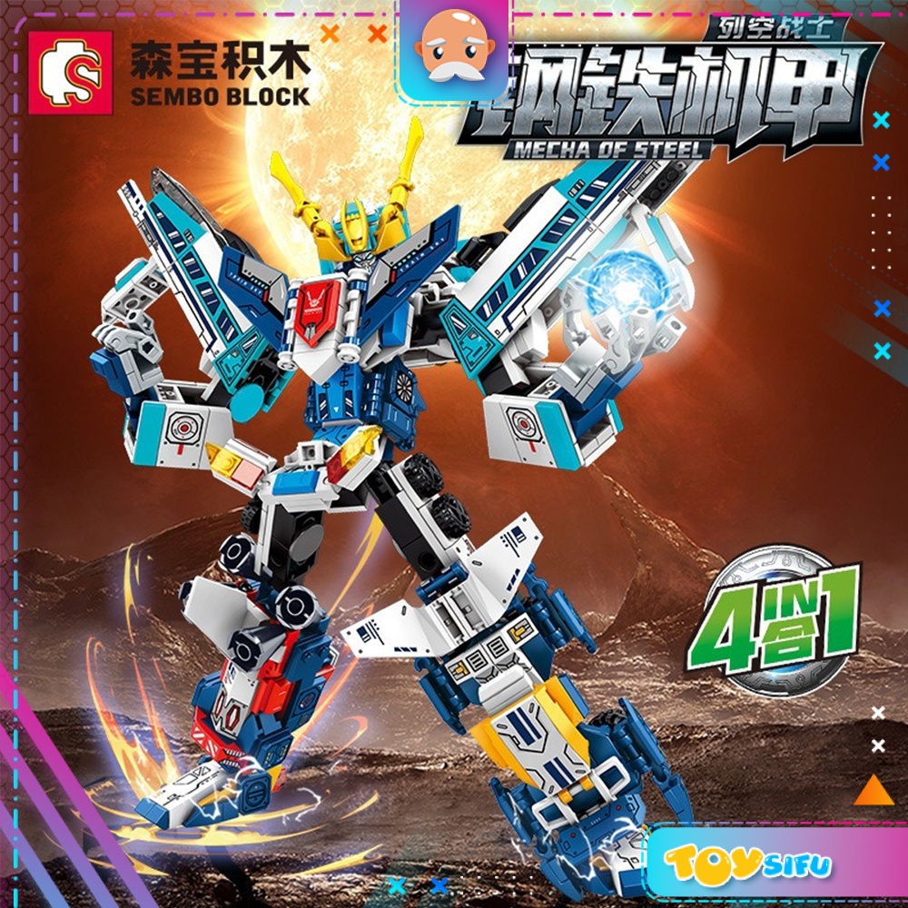 [4 IN 1] Sembo Block Mecha Steel Robot Figure Building Decoration Deco ...