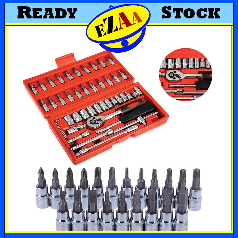 46pcs Spanar dan Skru Driver full set Wrench Set Spanner Socket Tool ...