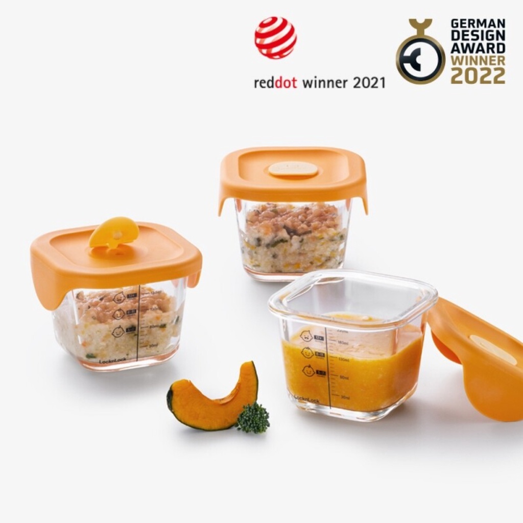 LocknLock Baby Food Containers 3Sets One Meal Larger Capacity 260ml Graduation 220ml Glass BPA ...