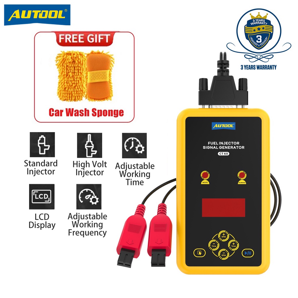 AUTOOL CT60 Automotive Injector Tester 12V Vehicle Signal Generator ...