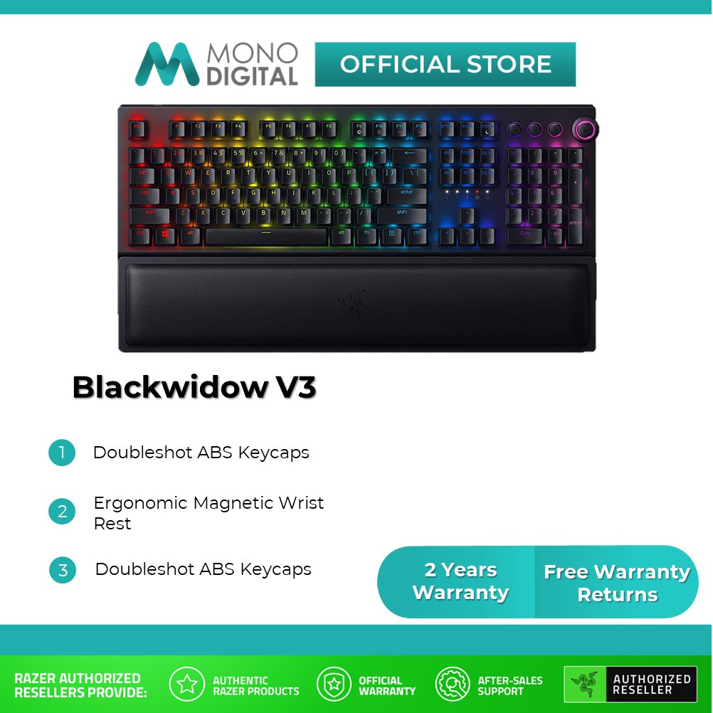 RAZER Blackwidow V3 Wired Mechanical Gaming Keyboard with Roller Wheel ...