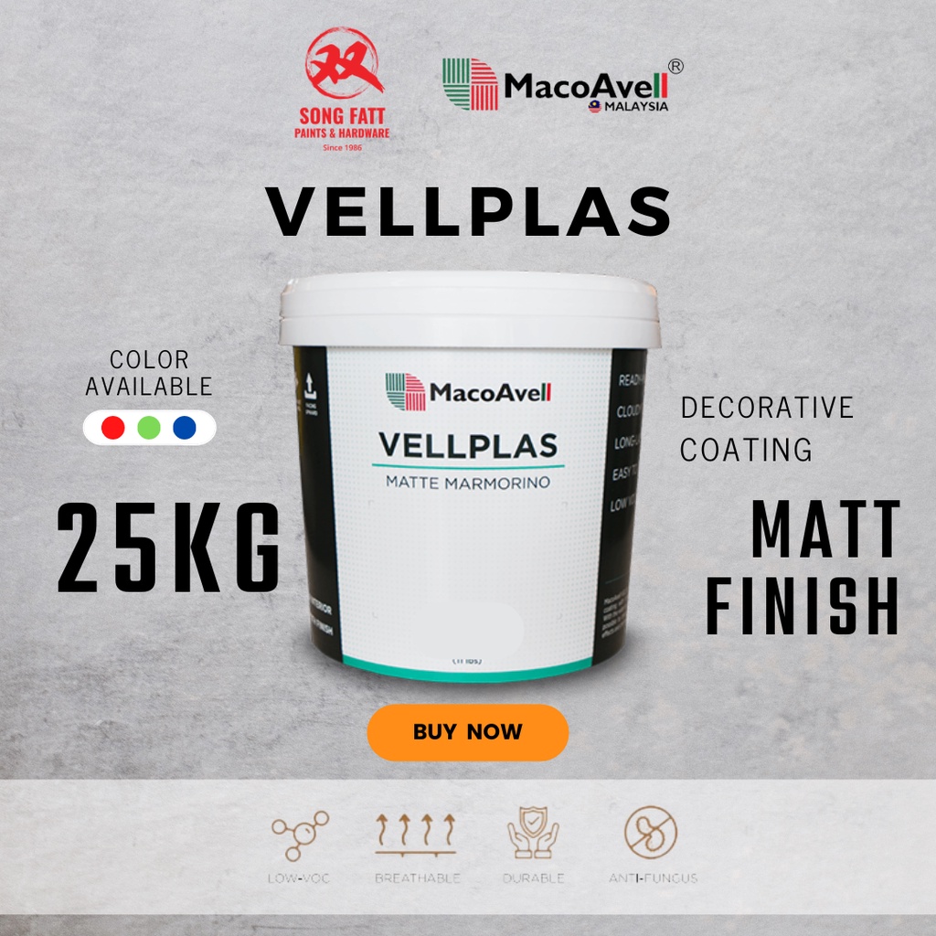 Maco Avell Vellplas Matte Marmorino ALL COLOR 25KG (Song Fatt Cement ...