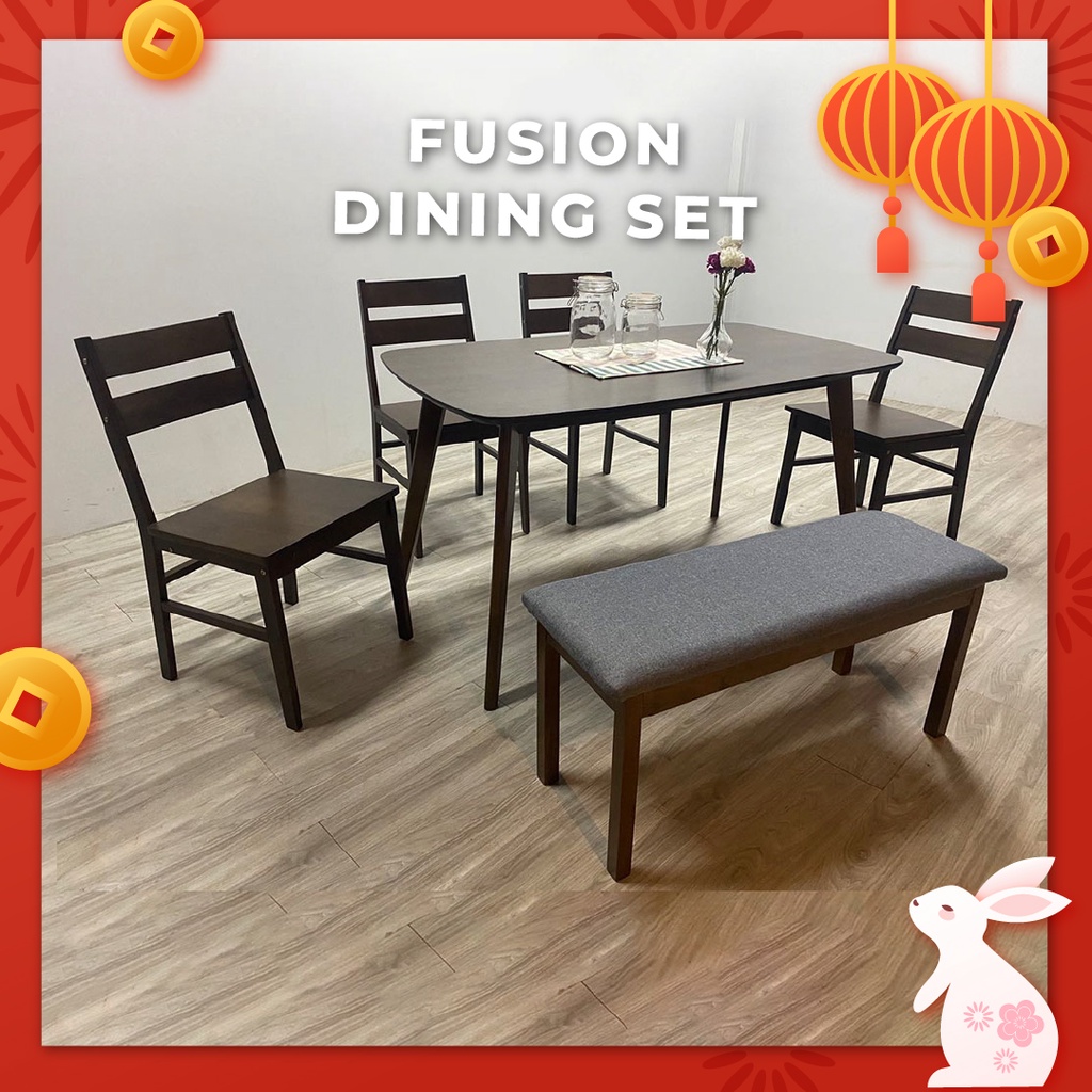 6 Seater Solid Wood Dining Set Wooden Seat Dining Chair 120cm 140cm ...
