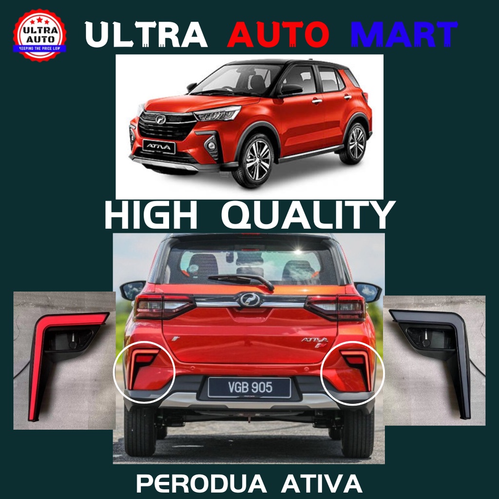 PERODUA ATIVA 2021 2022 REAR REFLECTOR BUMPER WITH RUNNING LIGHT SIGNAL ...