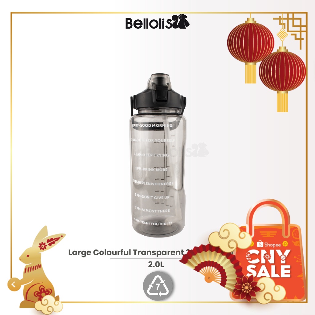 Large Colourful Transparent 2L Water Bottle//TikTok Bottle//Botol viral ...