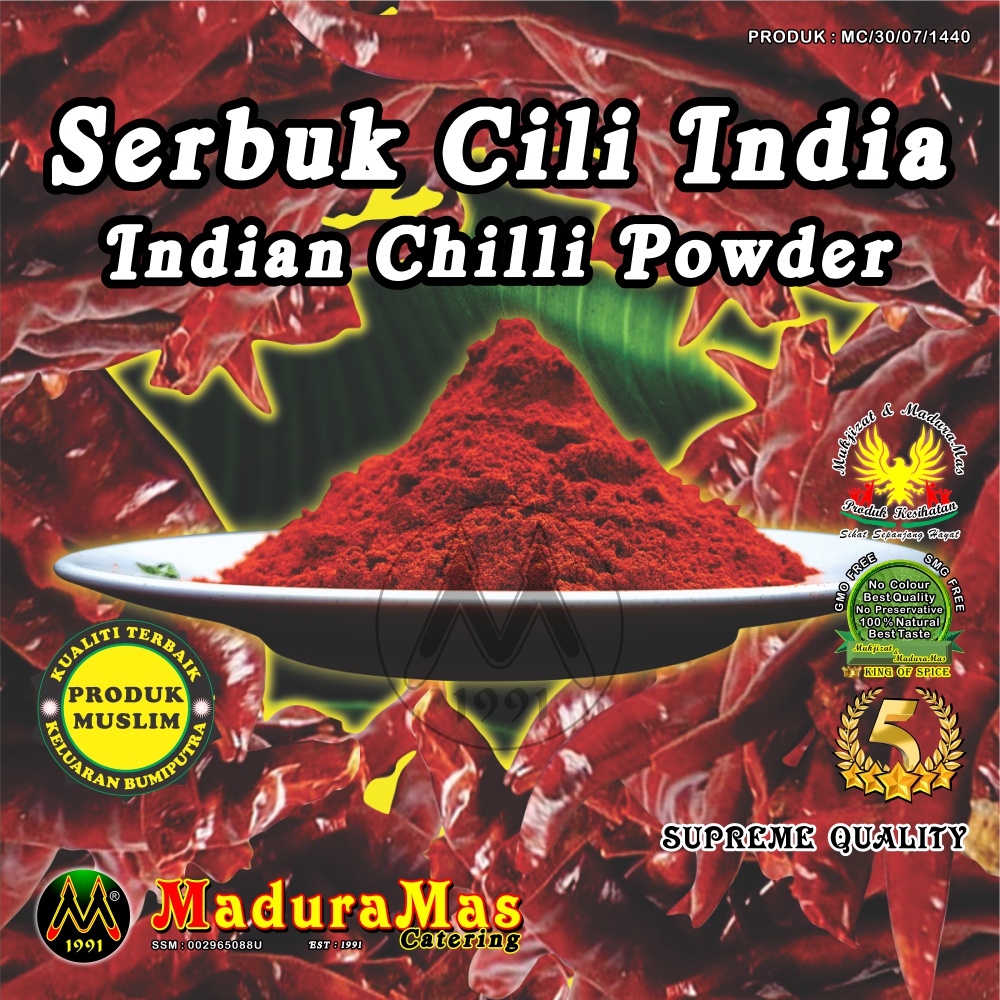 Serbuk Cili India - Indian Chilli Powder 50g - 250 g (100% Pure) Stok ...