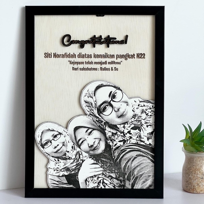Custom gambar kayu |hadiah persaraan| penghargaan | cenderahati ...