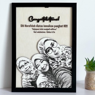Custom gambar kayu |hadiah persaraan| penghargaan | cenderahati ...