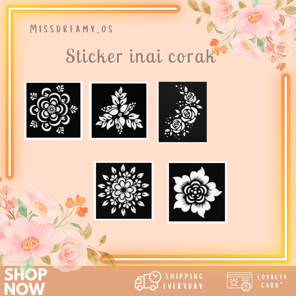(new) sticker inai corak mini design stiker inai pengantin inai viral ...