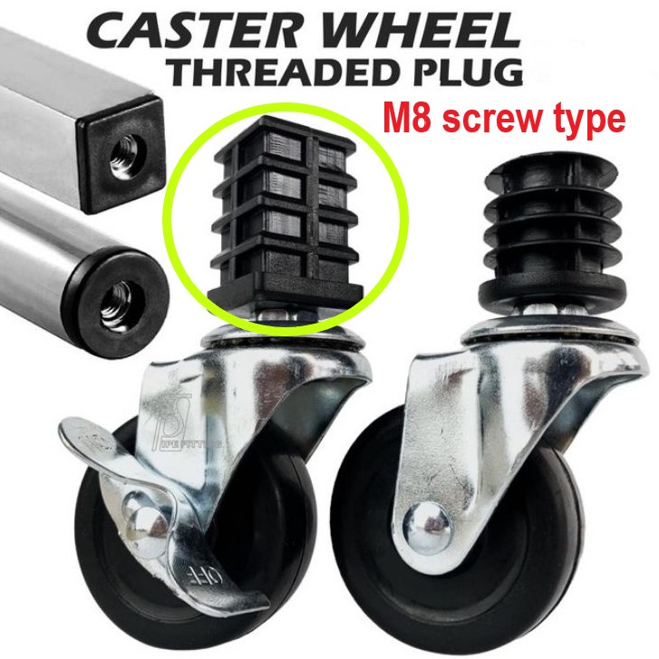 M8 Plastic threaded adjustable stopper / Wheel Roller Furniture Caster ...