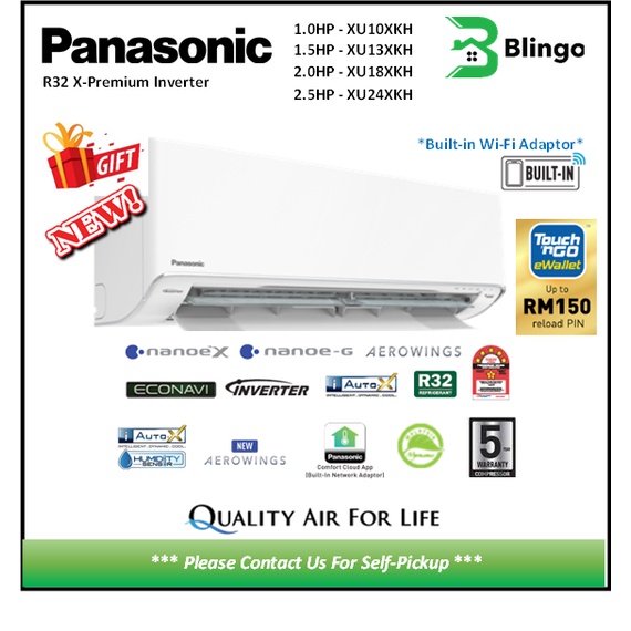 PANASONIC 1.0HP - 2.5HP R32 X-Premium Inverter Wall Mounted Air Conditioner CS/CU-XU Series ...