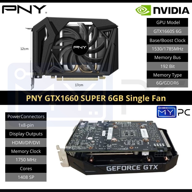 *Ready stock NVIDIA PNY GeForce GTX1660 SUPER 6GB Single Fan GDDR6 ...