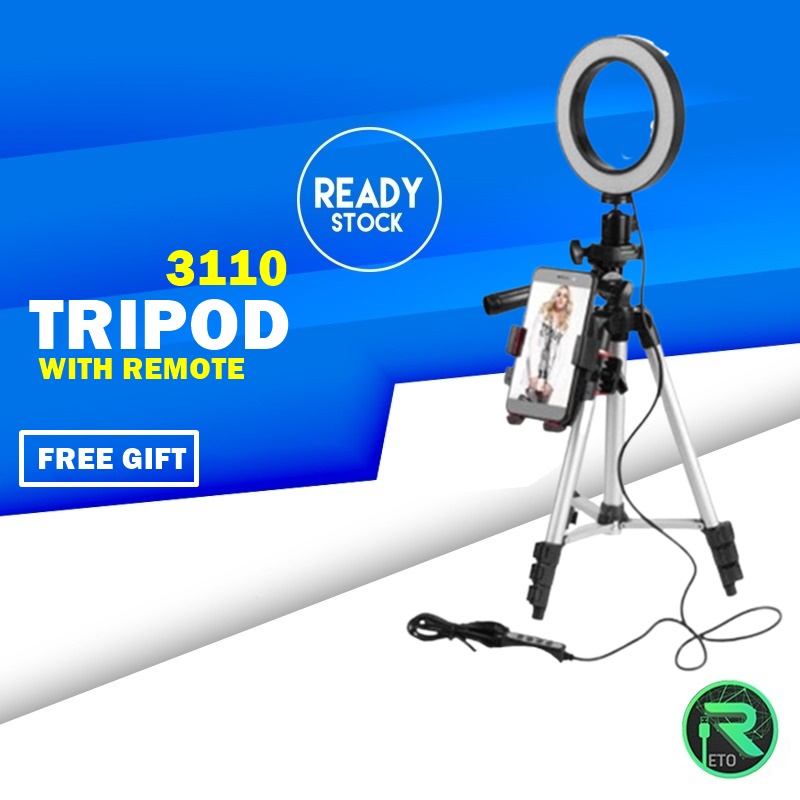 Dimmable Tripod 3110 LED Ring Light Square Floor Pod Self-timer with ...