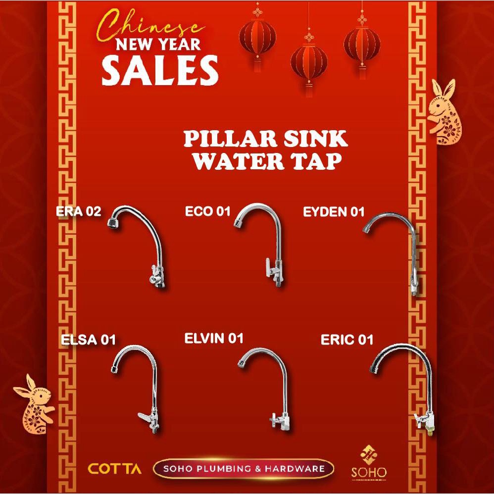 COTTA Water Tap Pillar Stainless Steel Pipe Kepala Paip Sinki Dapur ...