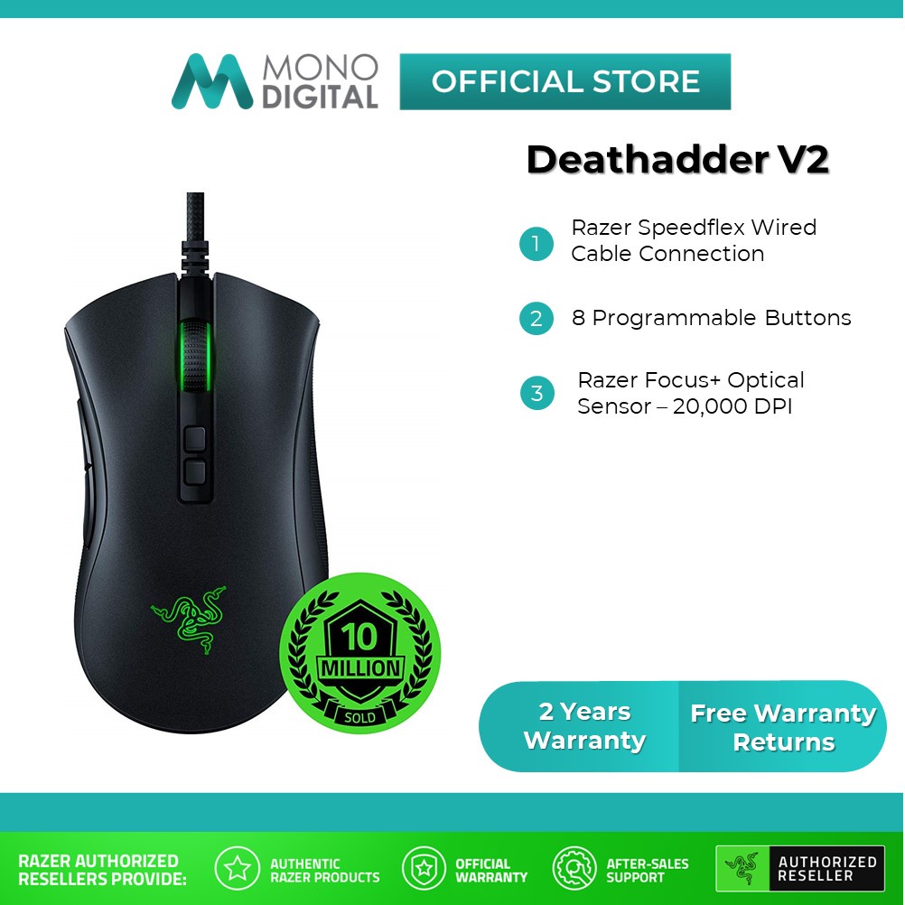 Razer Deathadder V2 Focus+ 20,000DPI Ergonomics Optical Sensor USB ...