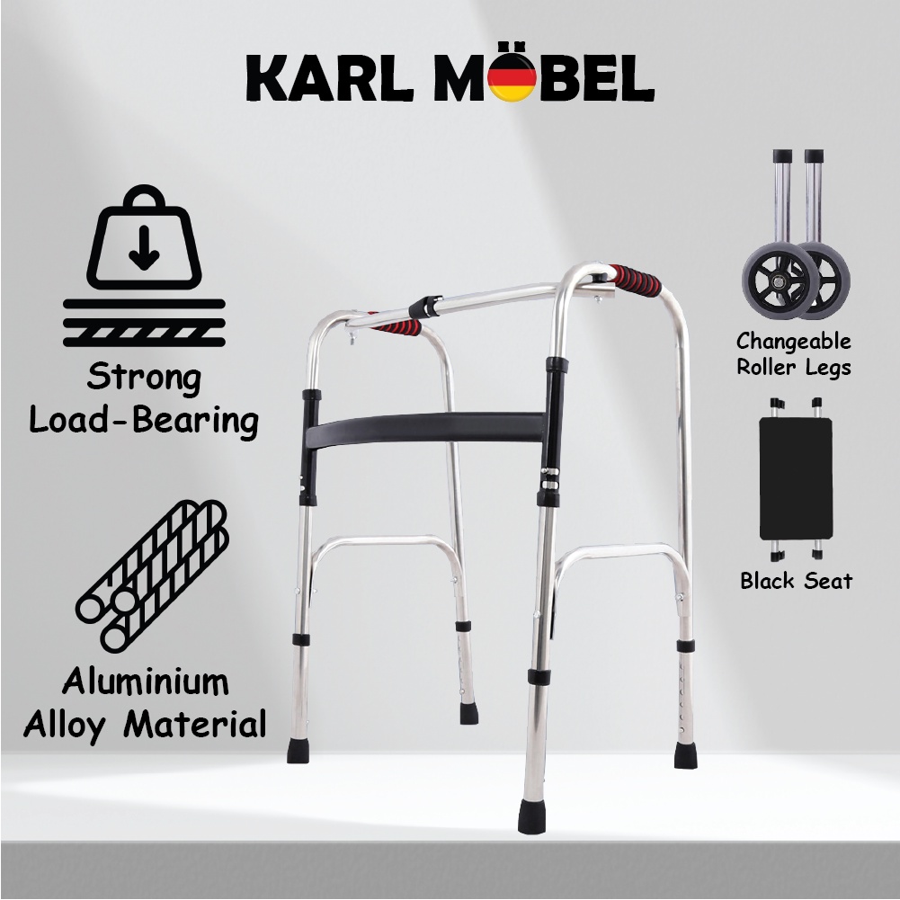 Walking frame with wheel Elder Walker aid frame curve Foldable crutches ...