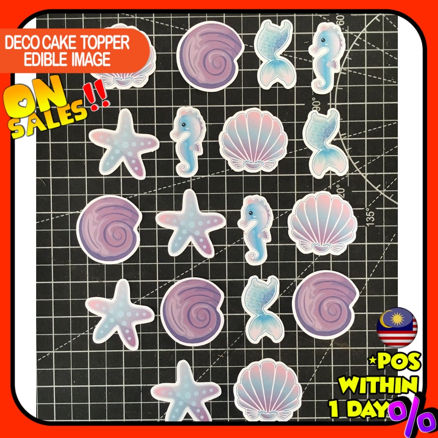 READY STOCK Happy Birthday Cake Topper Mermaid Decoration Set Party ...