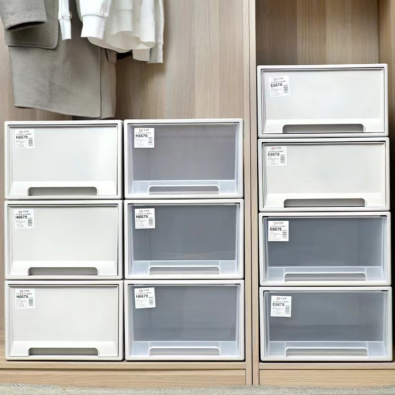 Stackable Clothes Storage Box with Drawer Type Plastic Container Home ...