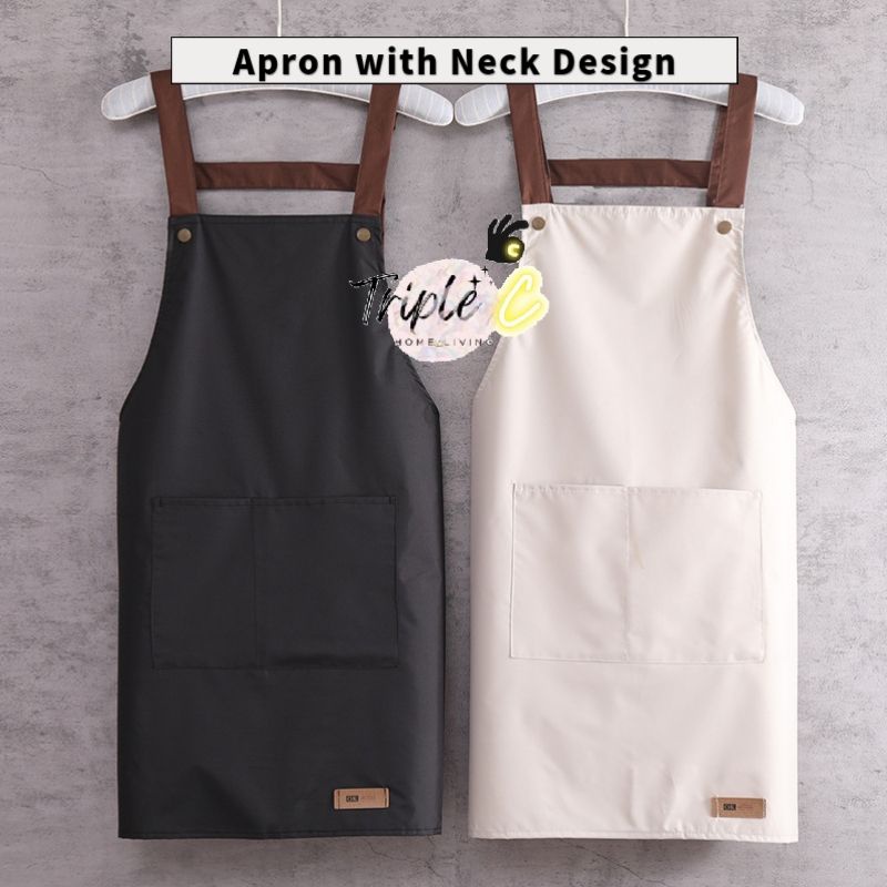 TripleGC. Apron Waterproof Kitchen Plain Cooking Baking Hang Neck Apron ...