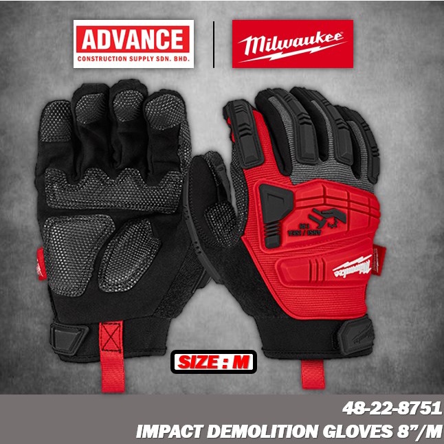 Milwaukee 48-22-8751 / 48-22-8750 Impact Demolition Gloves ( Size : M ...