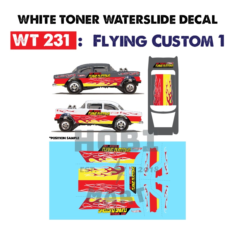 FLYING CUSTOM 1 Decals Hotwheels Tomica 1:64 diecast custom white toner ...