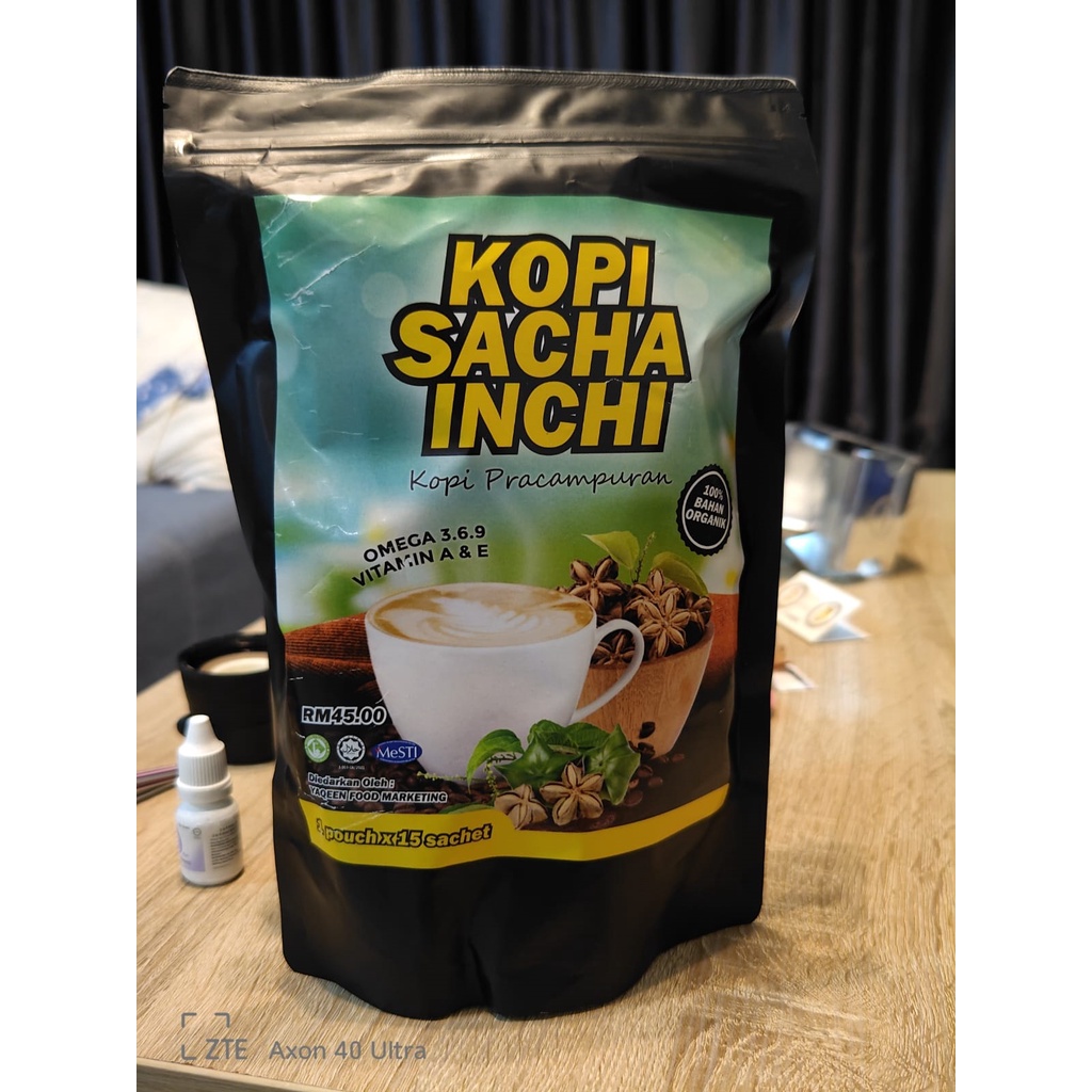 COFFEE SACHA INCHI + STEVIA KOPI PRACAMPUR 15 SACHET [ READY STOCK ...