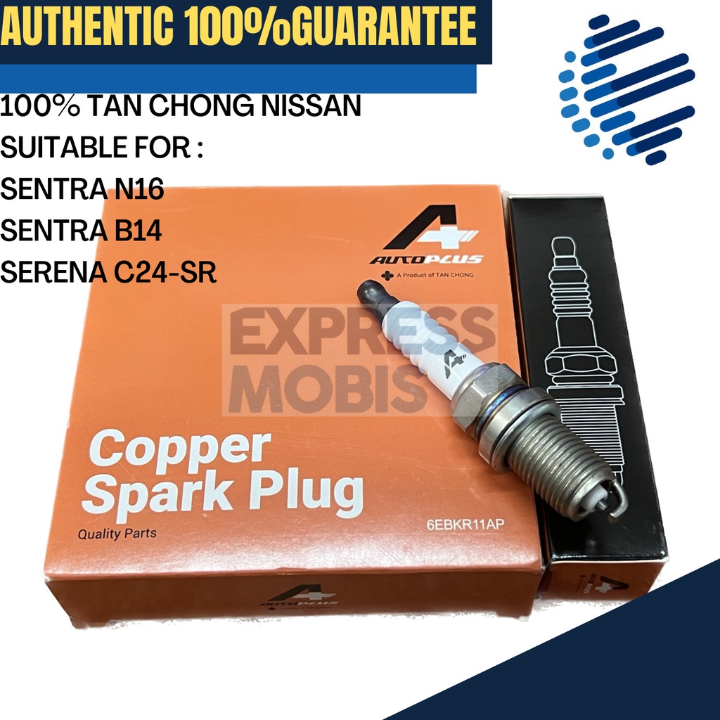 TAN CHONG NISSAN SPARK PLUG TC6EBKR11 / 6EBKR11AP SENTRA N16 B14 SERENA ...