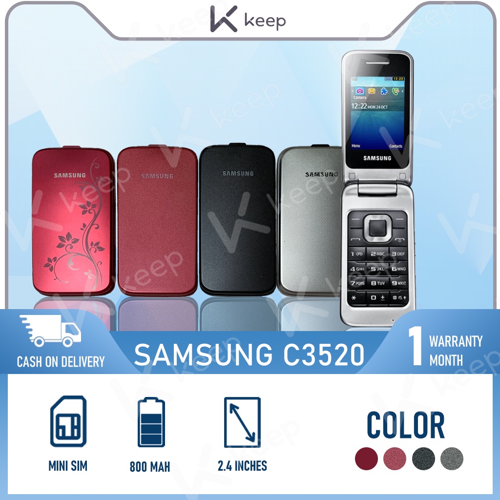 Original Samsung flip C3520 mobile phone 2.4 inch keyboard without lock ...
