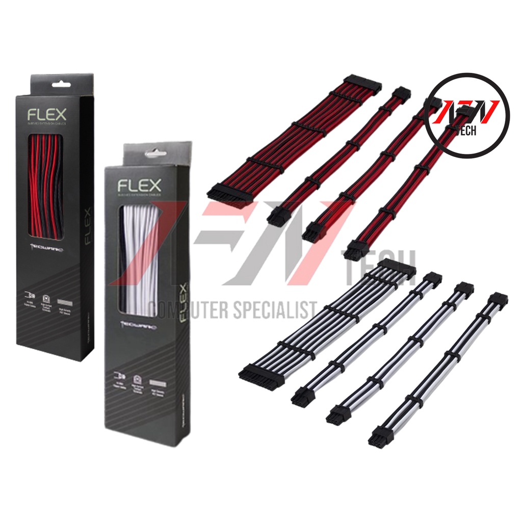 Tecware Flex Sleeved Extension Cables - Black/White | Shopee Malaysia