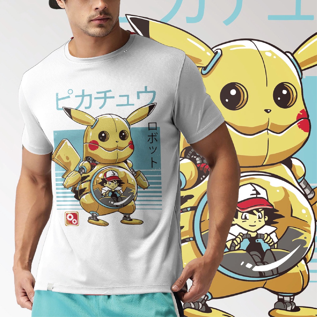 TSHIRT MECHA POKEMON DORAEMON DESIGN (PREMIUM COTTON & BIG PRINT ...