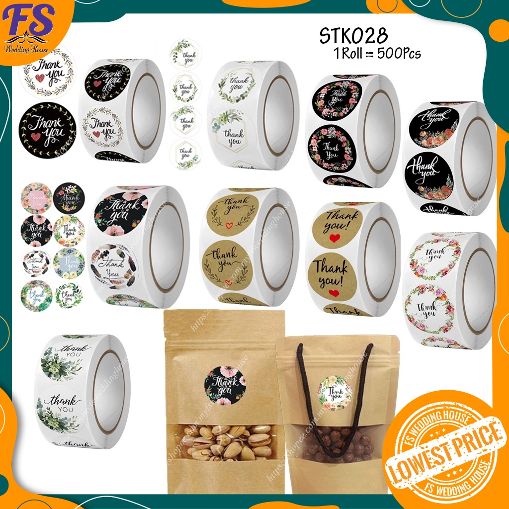 500PCS THANKS YOU STICKER / LABEL STICKER TERIMA KASIH / GIFT STICKER ...