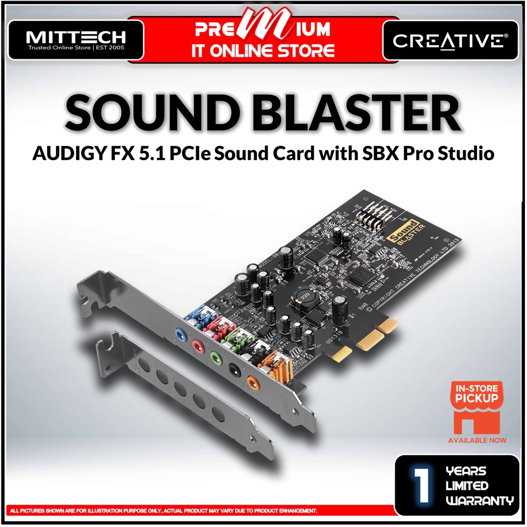 Creative Sound Blaster Audigy FX PCIE Sound Card | SB1570 | SBX Pro ...