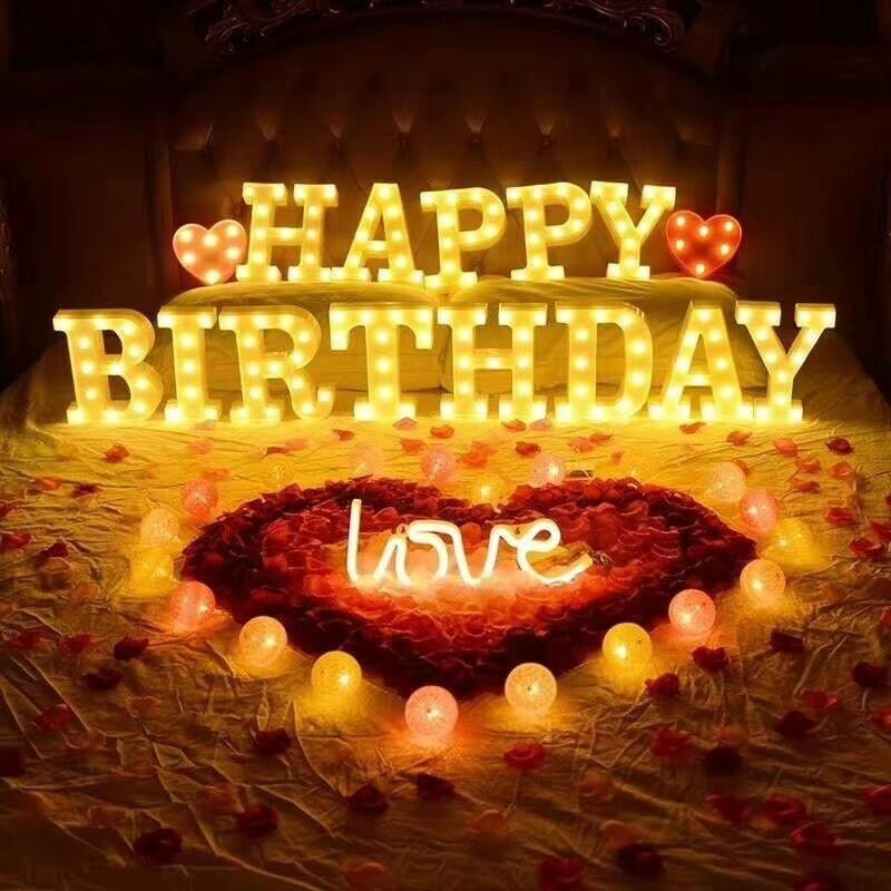 HAPPY BIRTHDAY LED Light LED Fairy Light Birthday Decoration Light with ...