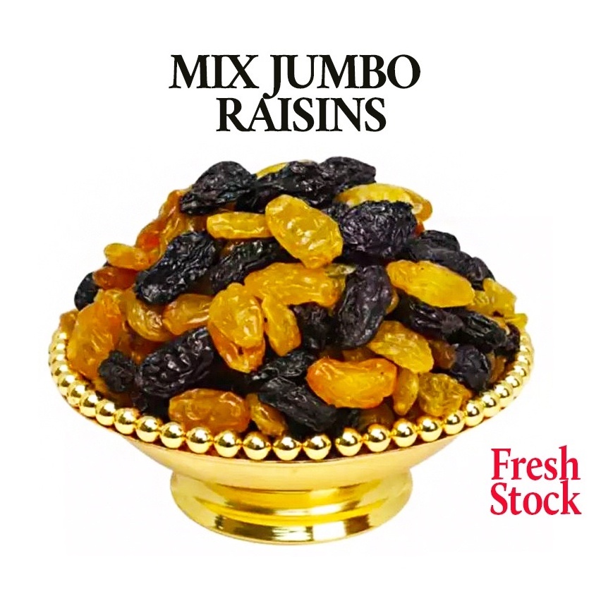 Mix kismis Jumbo Mix Raisin hitam Black & Emas Golden Raisin 1Kg / 500G ...
