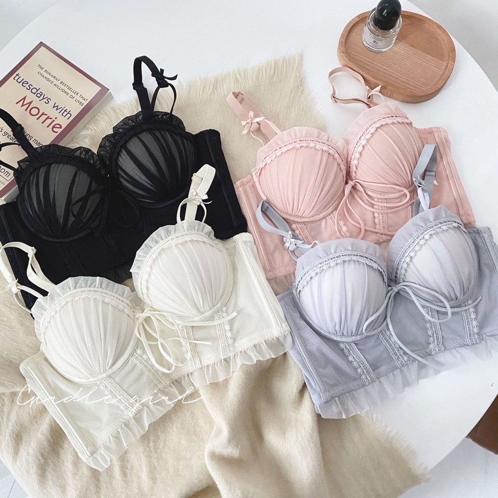 Sexy French Lace Small Breasts Gathered Wireless Bra | Shopee Malaysia