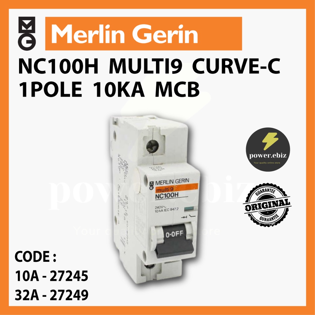 MERLIN GERIN NC100H MULTI9 (10A / 32A) 1POLE C-CURVE 240V MINIATURE CIRCUIT BREAKER | Shopee ...