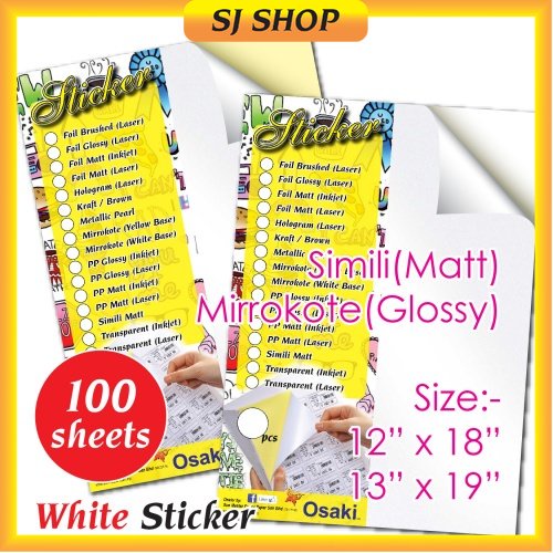 A3+ White Sticker 12x18 13x19 | Fasson Simili Matte 100pcs | Sticker ...